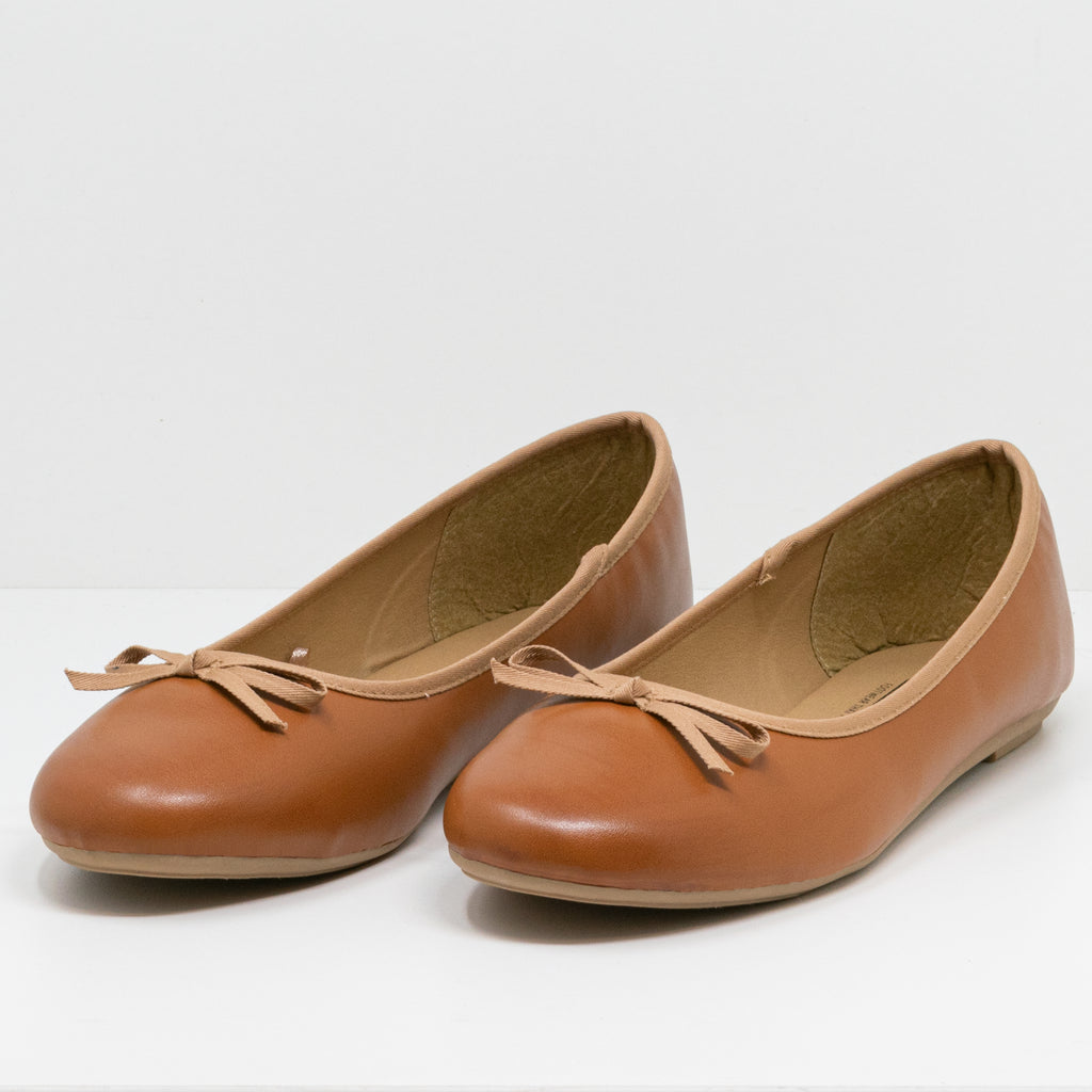 Lina PU in brandy brushed - Damen Ballerina – XL Fitters