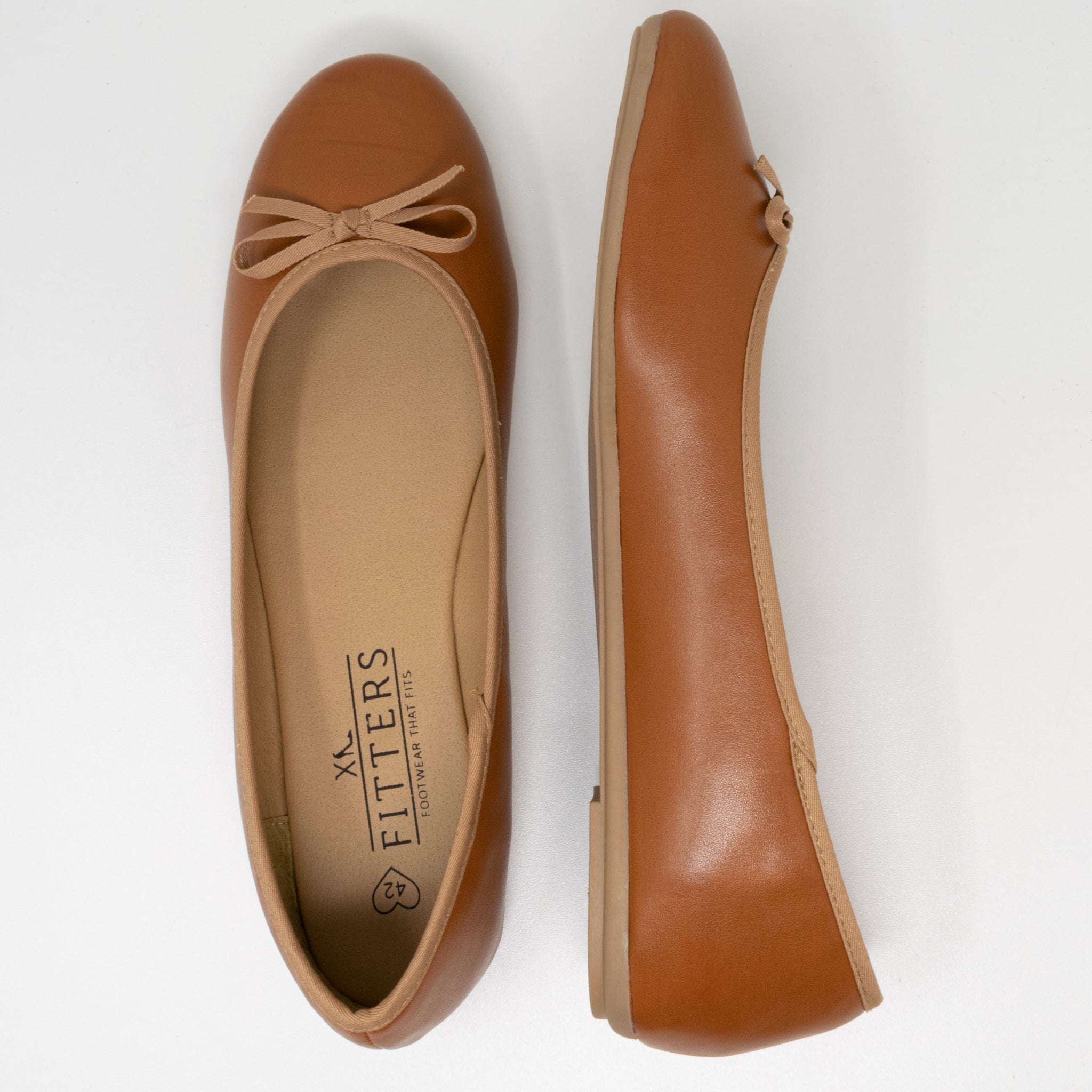 Lina PU in brandy brushed - Damen Ballerina – XL Fitters